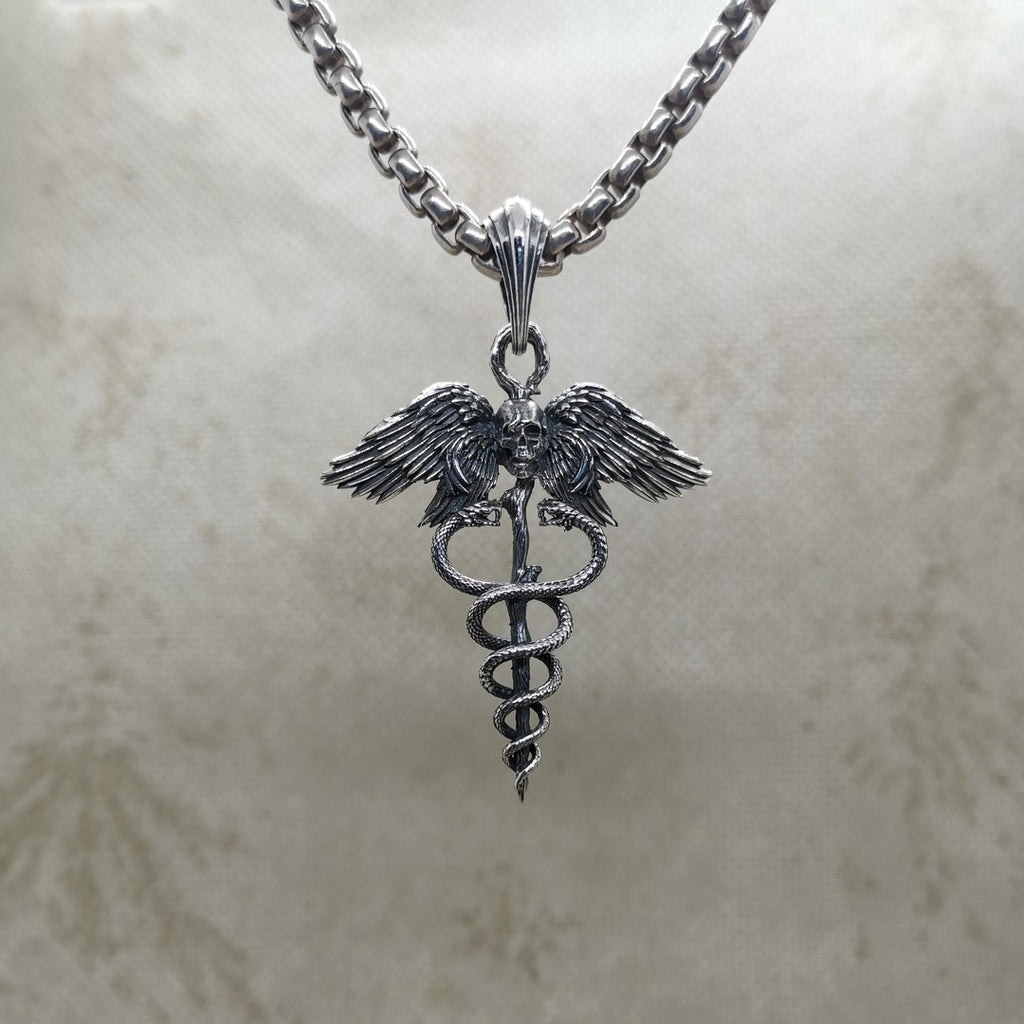 Caduceus Pendant - 925 Sterling Silver – Serpent Forge